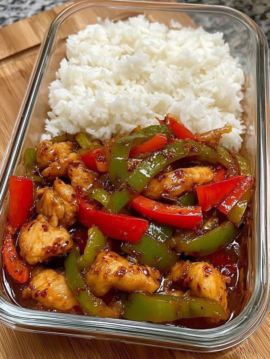 Sizzling Garlic Chicken Stir-Fry with Peppers & Steamed Rice – Cooking