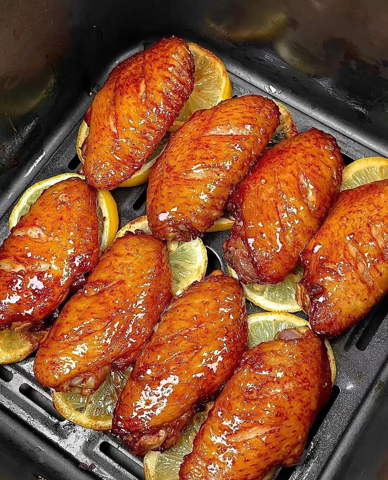 Crispy Air Fryer Sticky Honey Lemon Chicken Wings – Cooking
